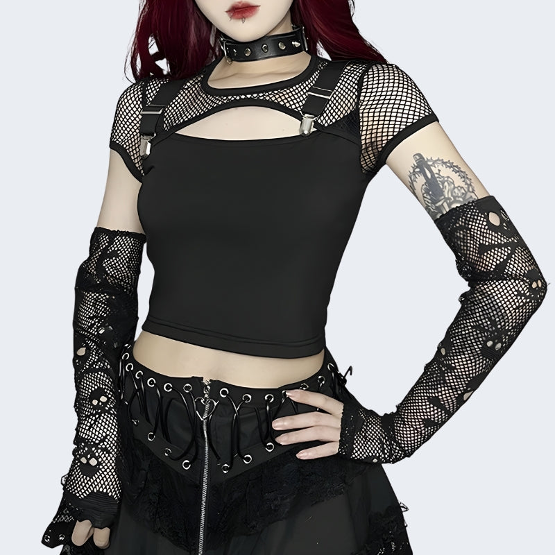 Black Tie Up Crop Top – Techwear UK