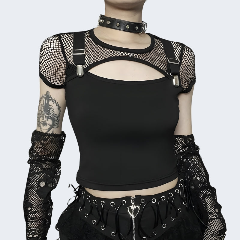 Black Tie Up Crop Top – Techwear UK
