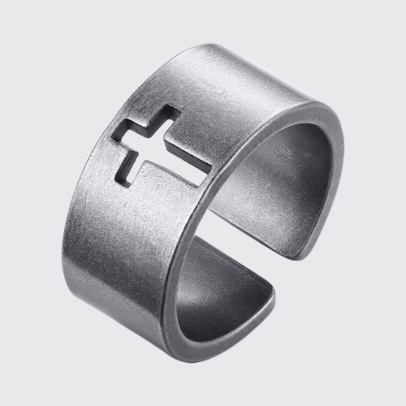 Silver Open Cross Ring – Techwear UK