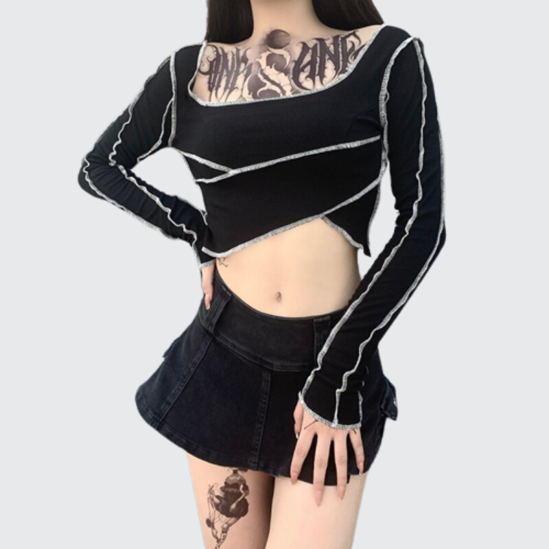 Street Goth Patchwork Crop Top – Techwear UK