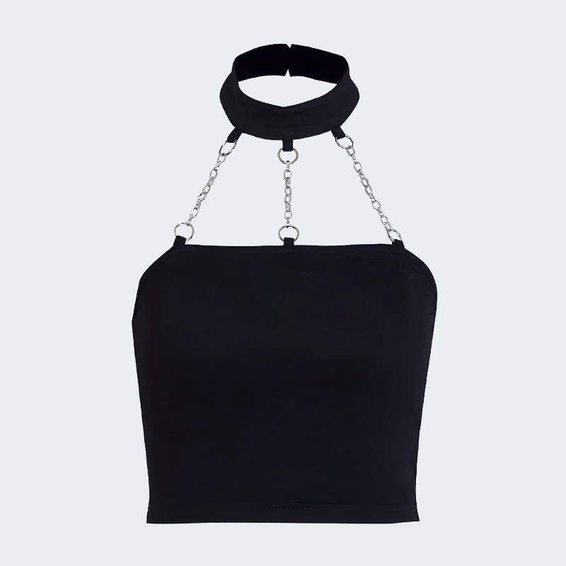 Black Top With Chain Straps – Techwear UK