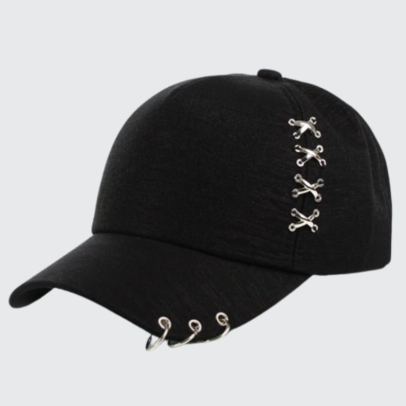 Black Pierced Punk Hat – Techwear UK