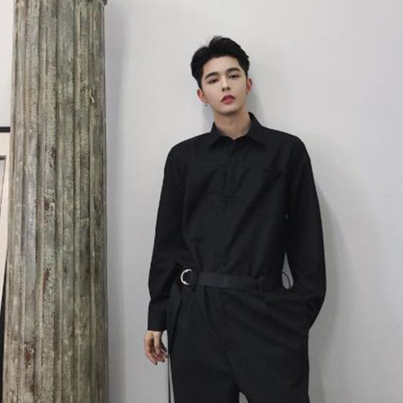 Black Button Up Overalls – Techwear UK