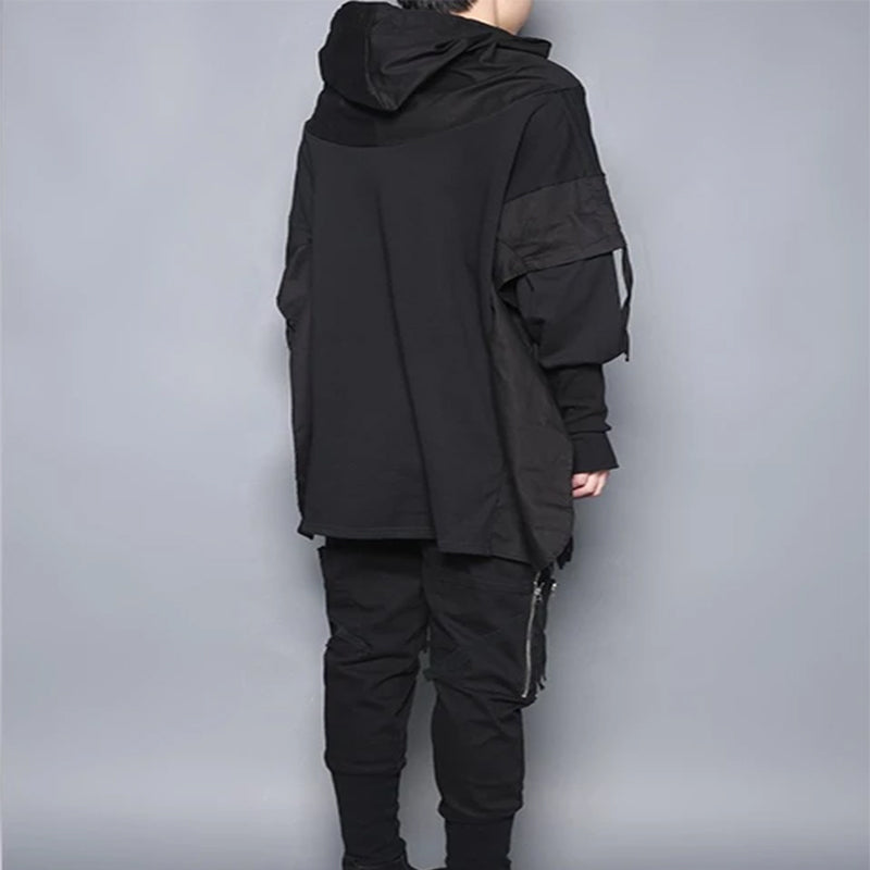 Black Hooded Poncho Sweater – Techwear UK